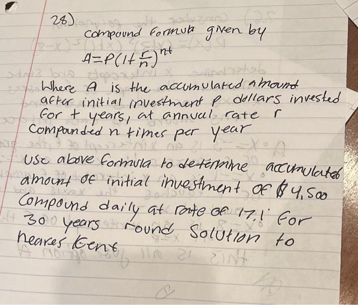 Solved Use the formula given to determine amount of initial | Chegg.com