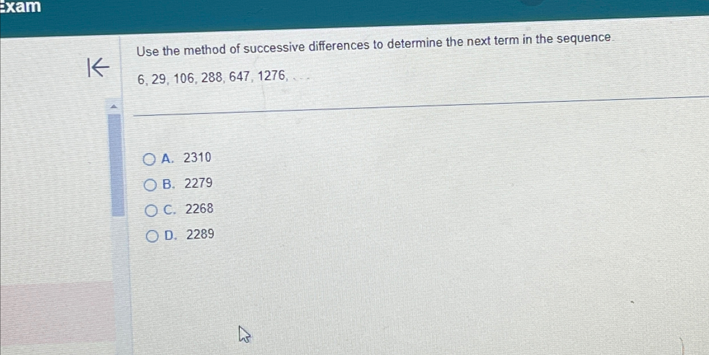 Solved Use the method of successive differences to determine | Chegg.com