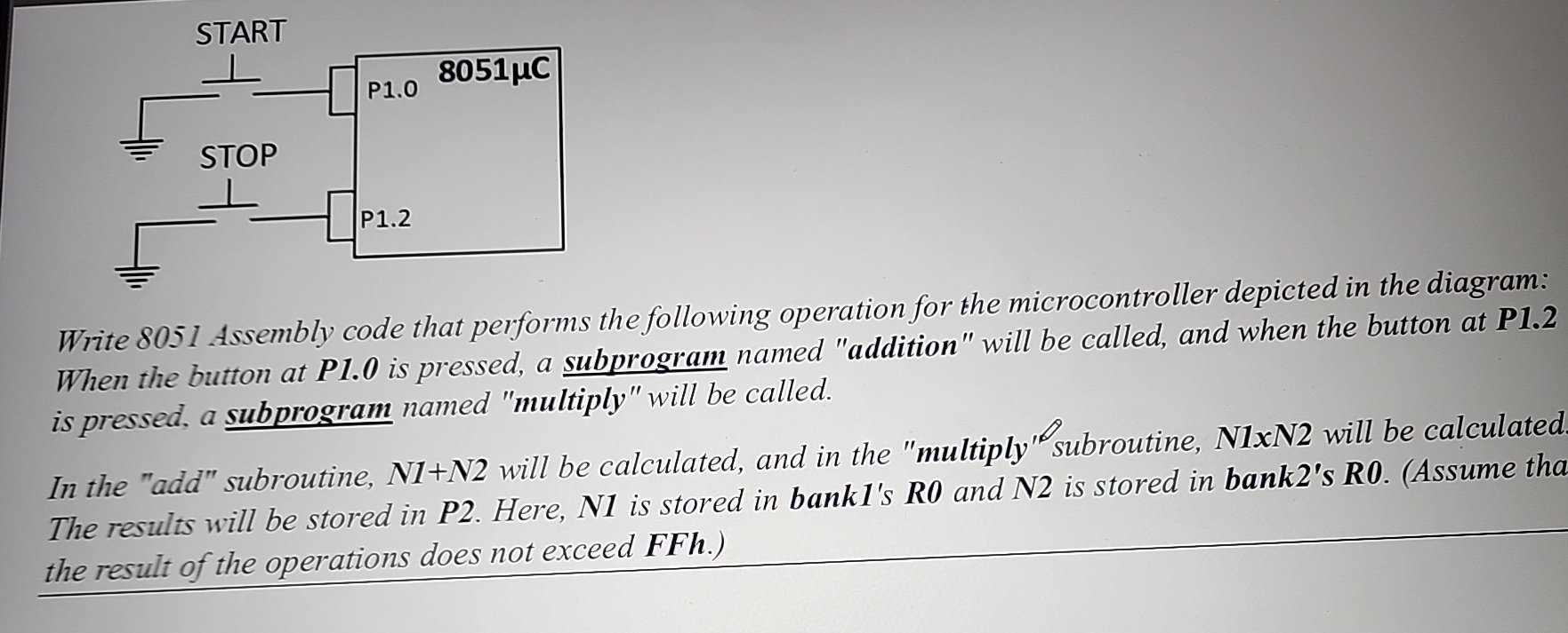 Solved Write 8051 ﻿Assembly code that performs the following | Chegg.com