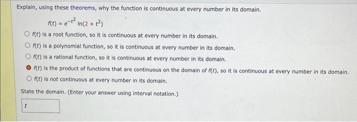 Solved Explain, using these theorems, why the function is | Chegg.com