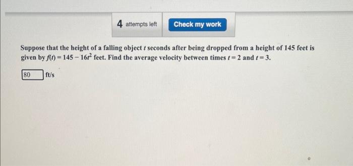 Solved Suppose that the height of a falling object t seconds | Chegg.com