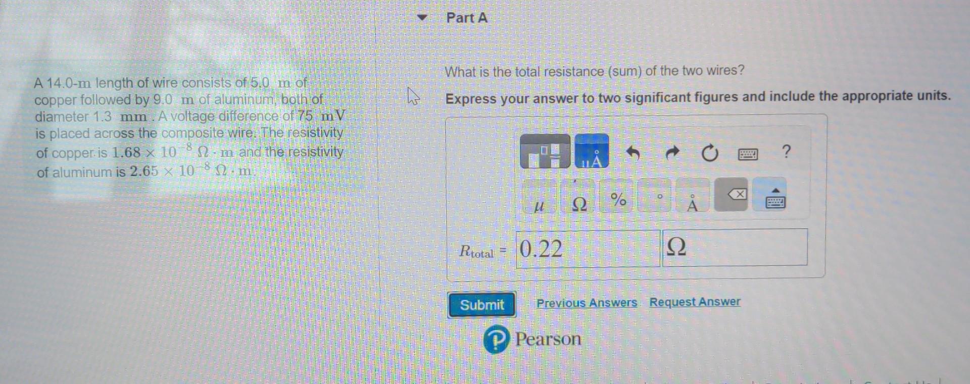 Solved What is the total resistance (sum) of the two wires? | Chegg.com