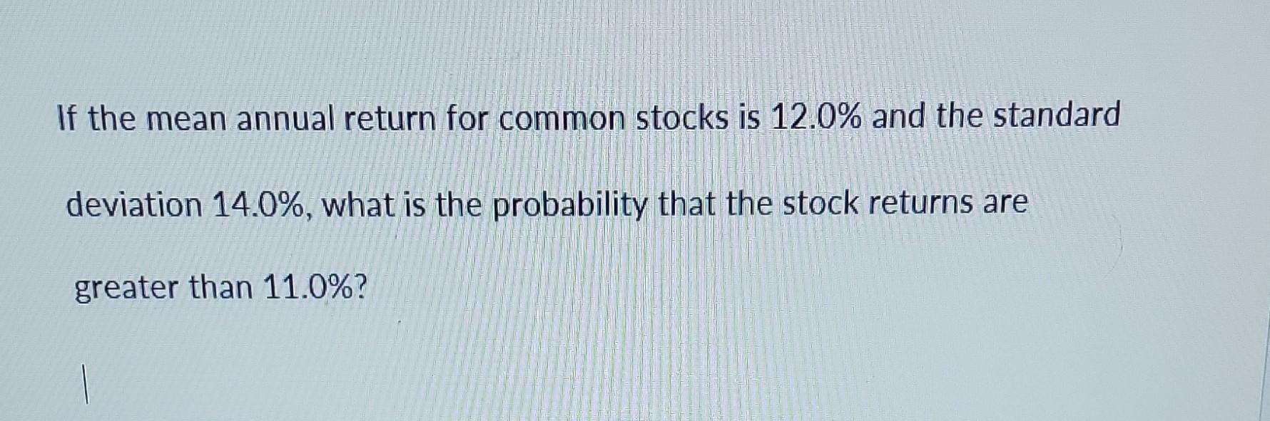 Solved If the mean annual return for common stocks is 12.0% | Chegg.com