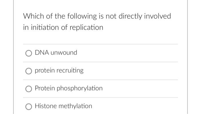 Solved Which of the following is not directly involved in | Chegg.com