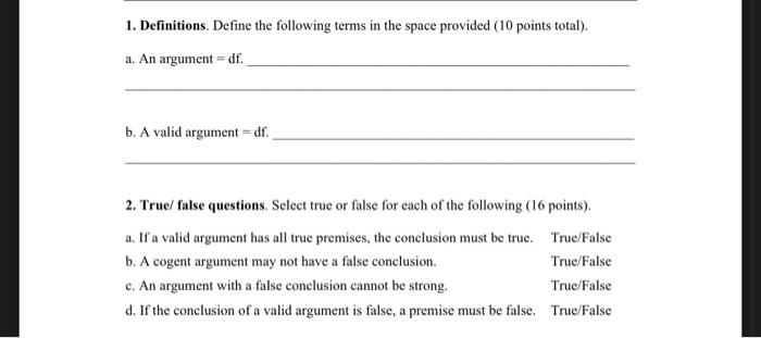 1. Definitions. Define the following terms in the | Chegg.com 1. Definitions. Define the following terms in the | Chegg.com