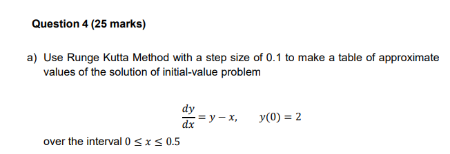 Solved A ﻿use Runge Kutta Method With A Step Size Of 0 1