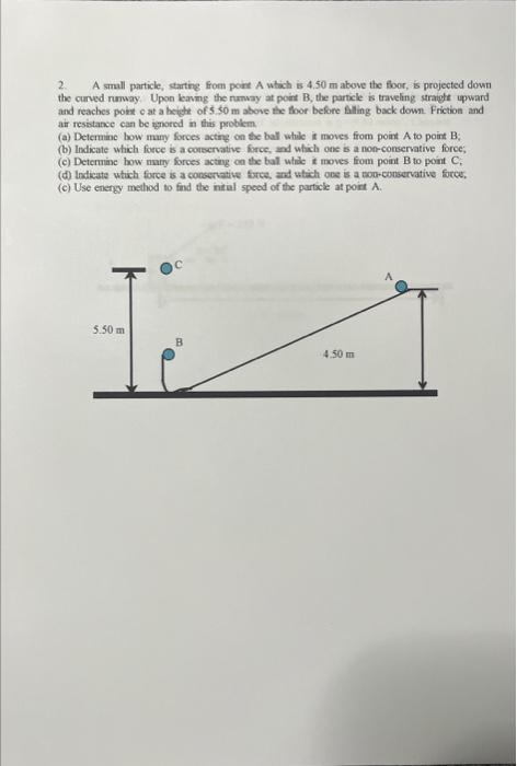 Solved 2. A small particle, starting from point A which is | Chegg.com