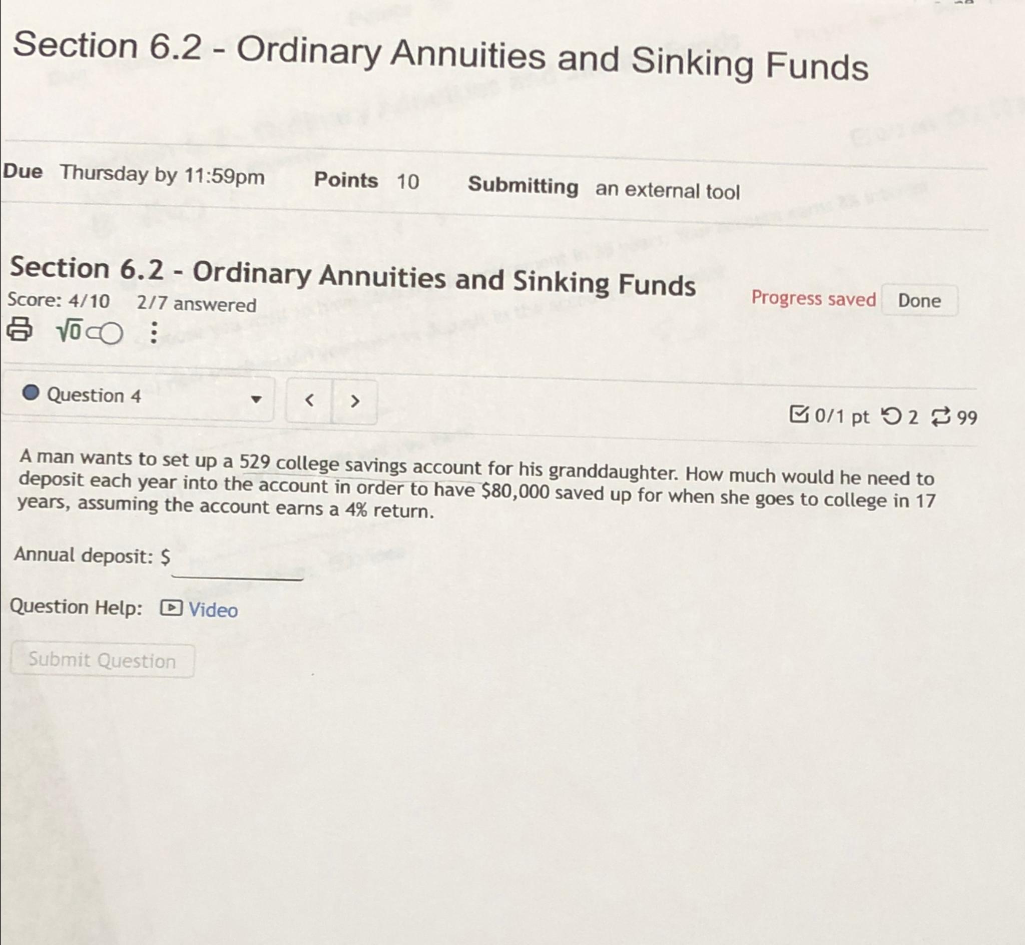 Solved Section 6.2 - ﻿Ordinary Annuities and Sinking | Chegg.com