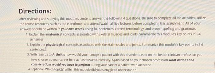 Solved Directions: After reviewing and studying this | Chegg.com