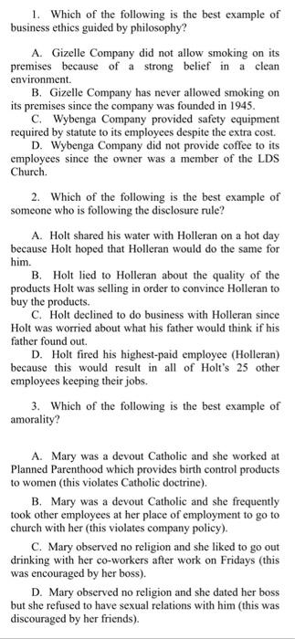 Solved 1. Which of the following is the best example of | Chegg.com