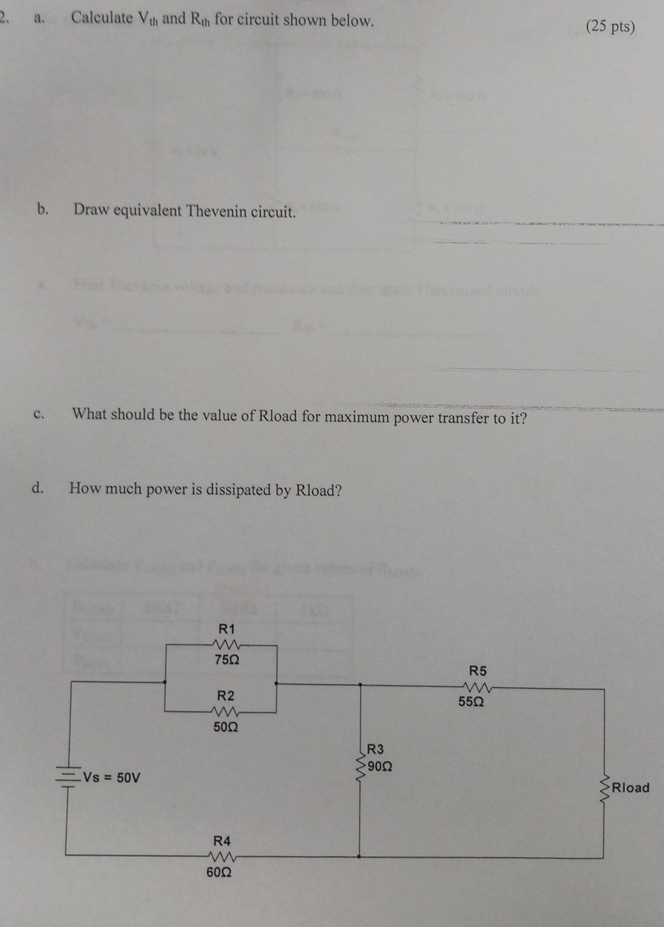 Solved a. ﻿Calculate Vth ﻿and Rth ﻿for circuit shown | Chegg.com