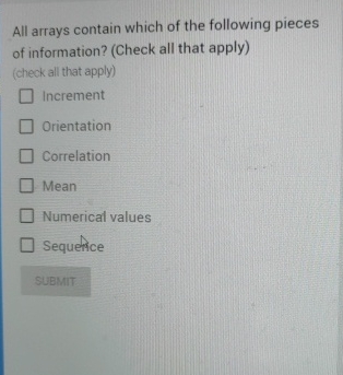 Solved All arrays contain which of the following piecesof | Chegg.com