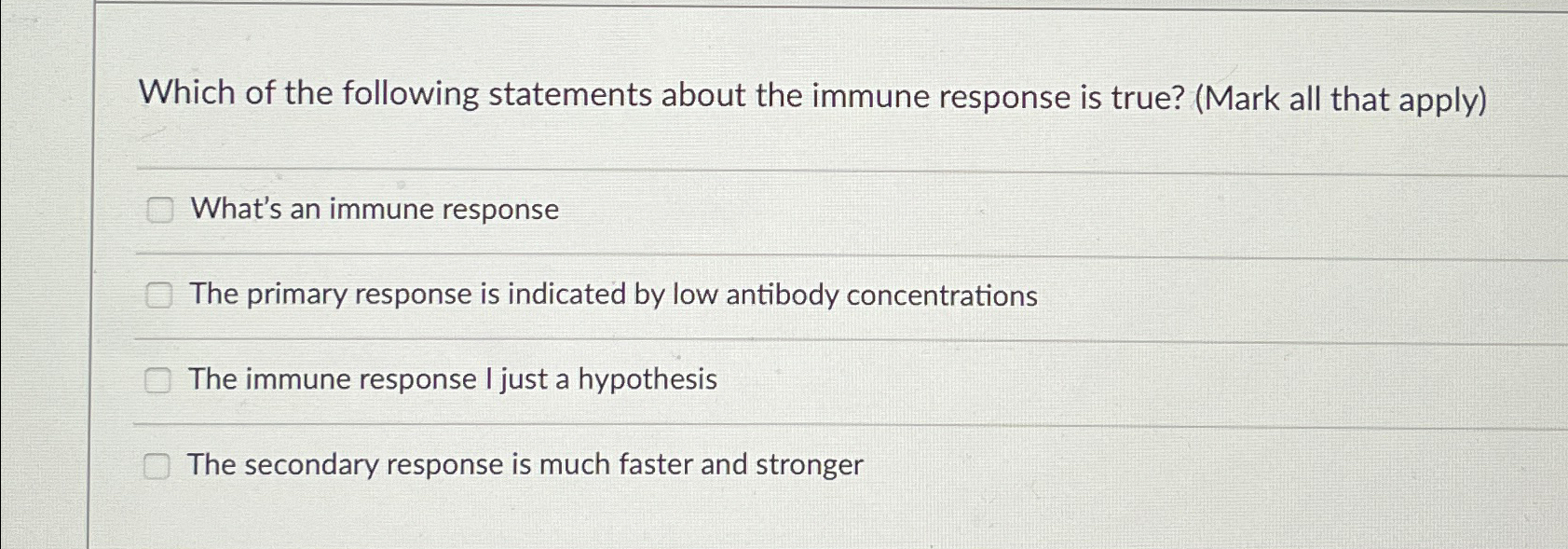 Solved Which of the following statements about the immune | Chegg.com