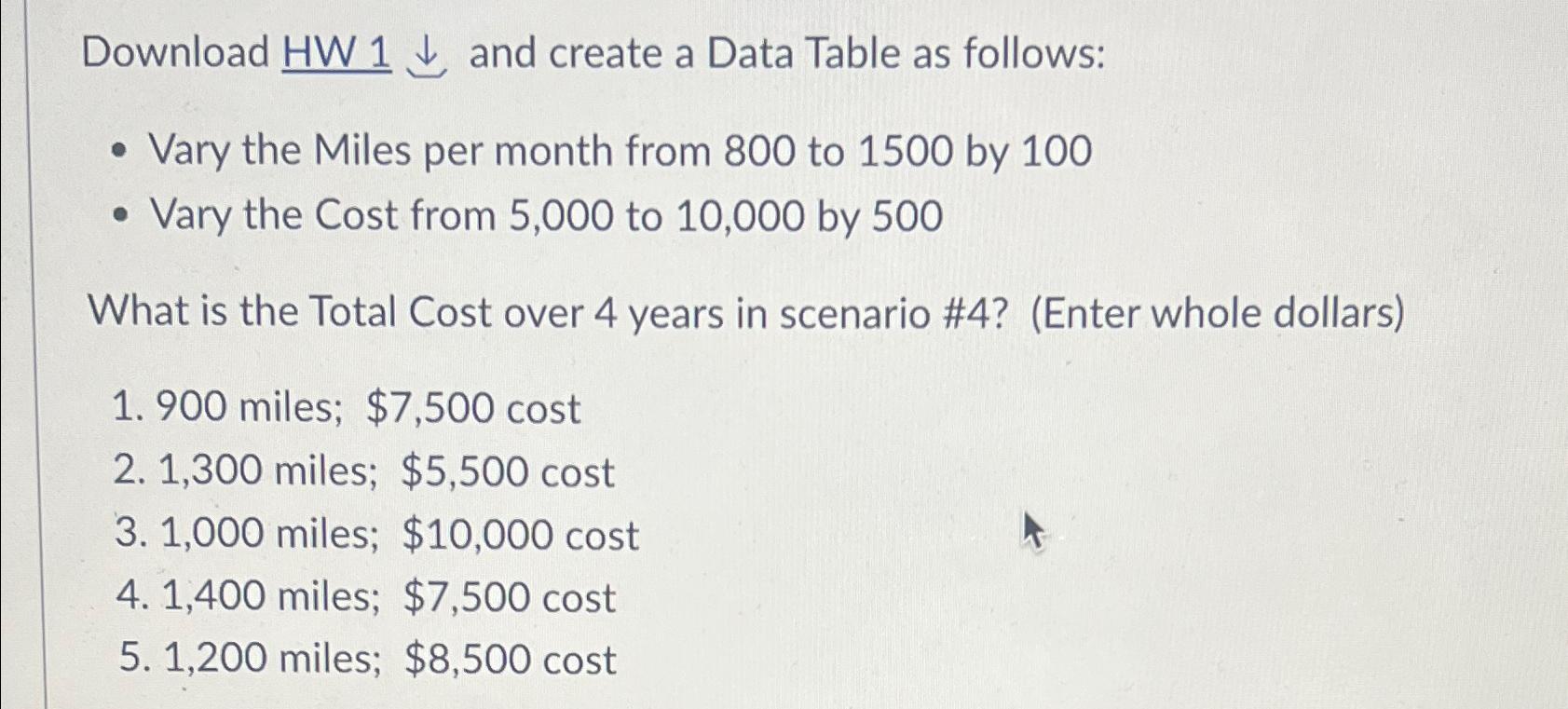Solved Download HW 1darr and create a Data Table as | Chegg.com