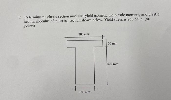 Solved 2. Determine the elastic section modulus, yield | Chegg.com