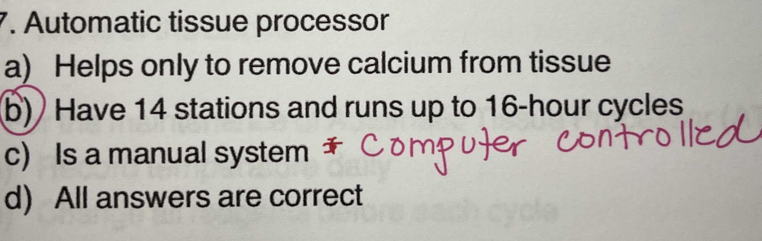 Solved Automatic tissue processora) ﻿Helps only to remove | Chegg.com
