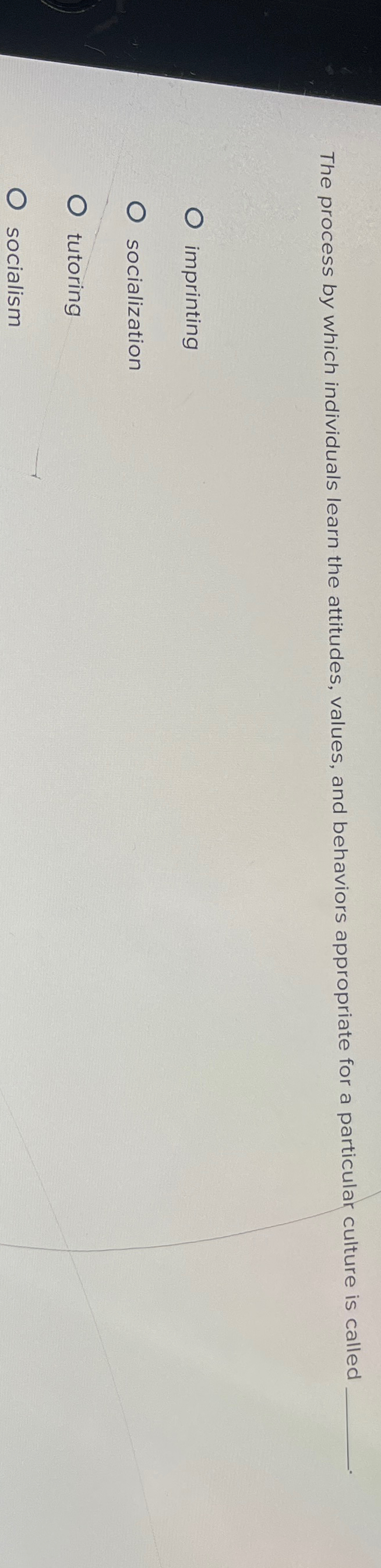 Solved The process by which individuals learn the attitudes, | Chegg.com