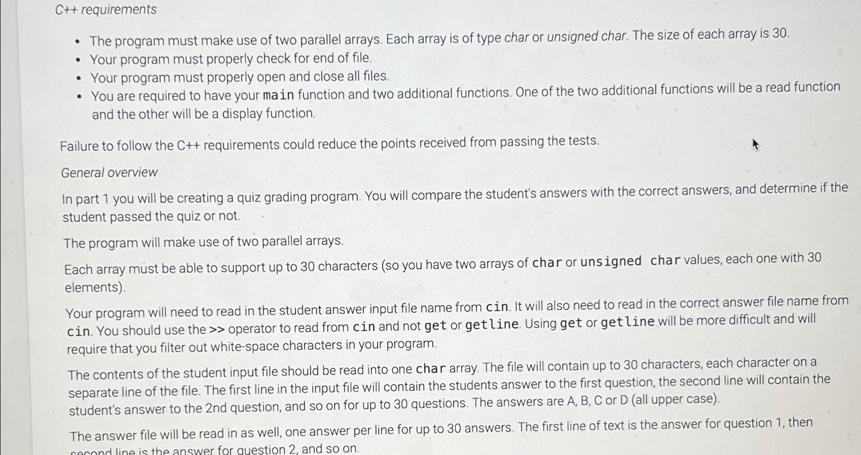 Solved C++ ﻿requirementsThe program must make use of two | Chegg.com