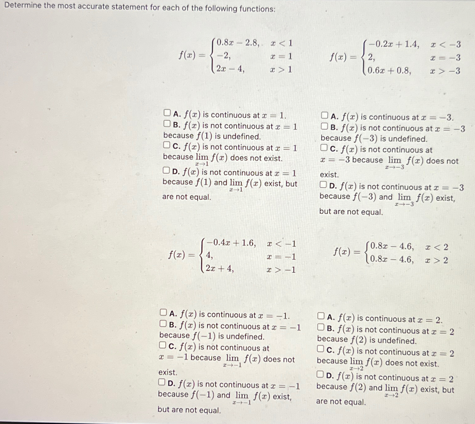 Solved Determine the most accurate statement for each of the | Chegg.com