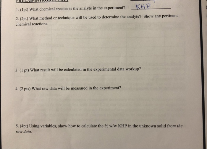 Solved Experiment 7: Analysis of KHP Unknown Sample Follow | Chegg.com