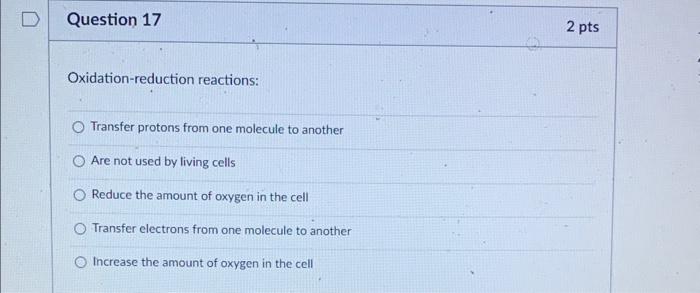 Solved Oxidation-reduction reactions: Transfer protons from | Chegg.com