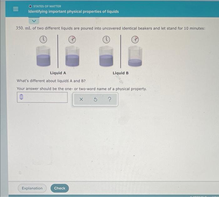 Solved 350. mL of two different liquids are poured into | Chegg.com