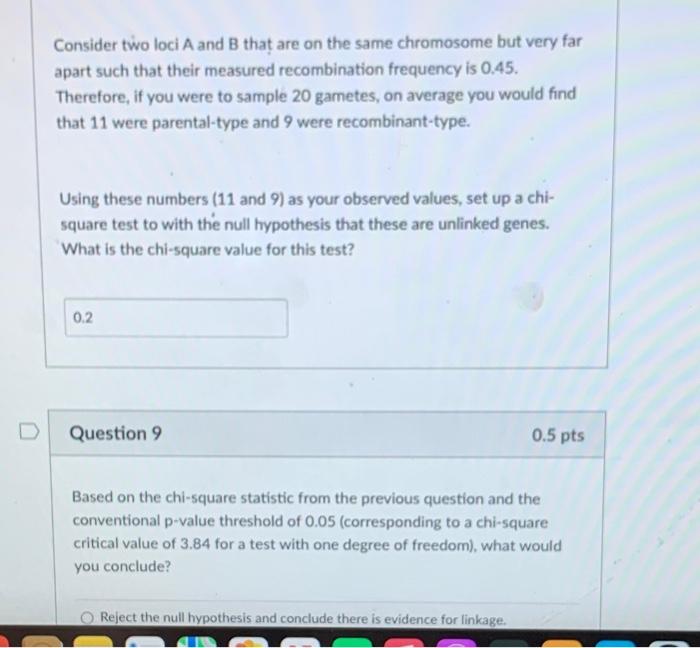 Solved Consider two loci A and B that are on the same | Chegg.com
