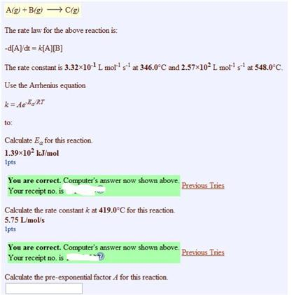 Solved I am having trouble with finding the pre-exponential | Chegg.com
