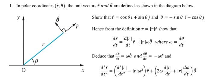 Solved 1. In polar coordinates (r,θ), the unit vectors r^ | Chegg.com