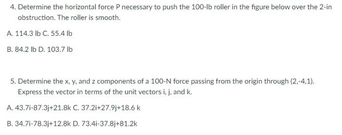 4. Determine the horizontal force P necessary to push | Chegg.com
