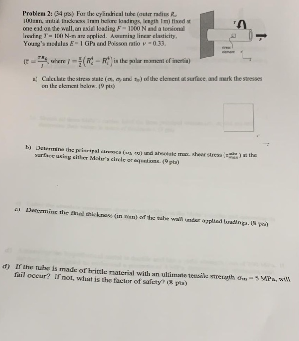 Solved Problem 2: (34 pts) For the cylindrical tube (outer | Chegg.com