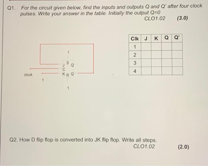 Q1. For the circuit given below, find the inputs and | Chegg.com