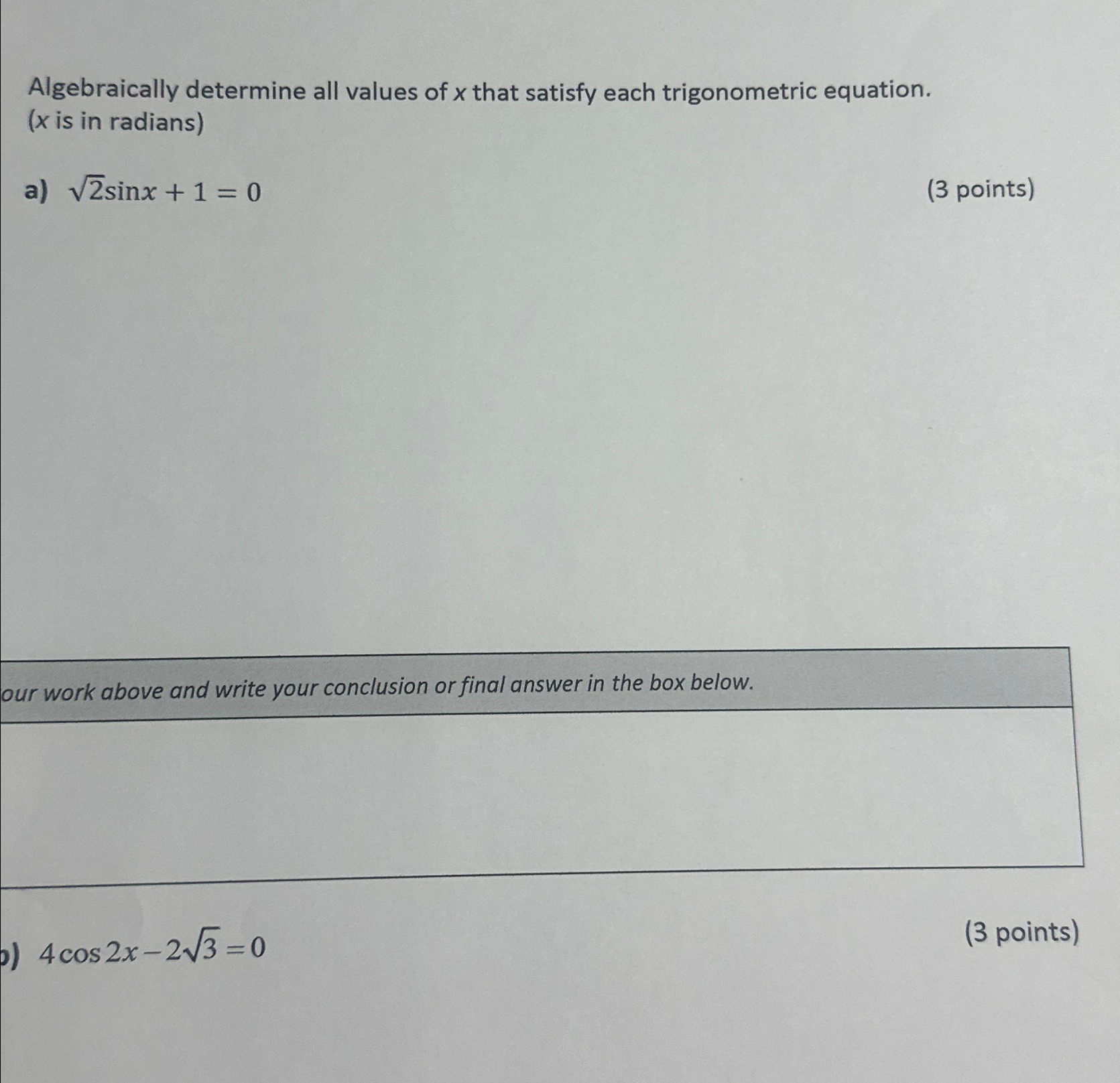 Solved Algebraically determine all values of x ﻿that satisfy | Chegg.com
