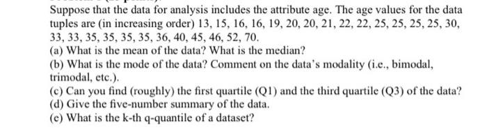 Solved Suppose that the data for analysis includes the | Chegg.com