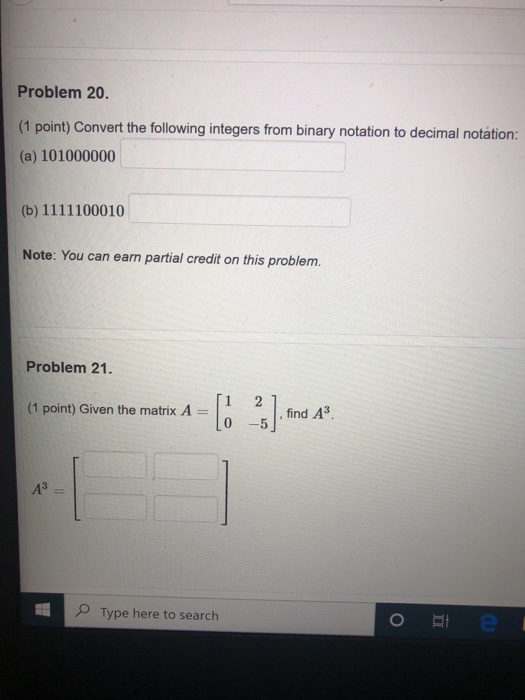 Solved Problem 20. (1 point) Convert the following integers | Chegg.com