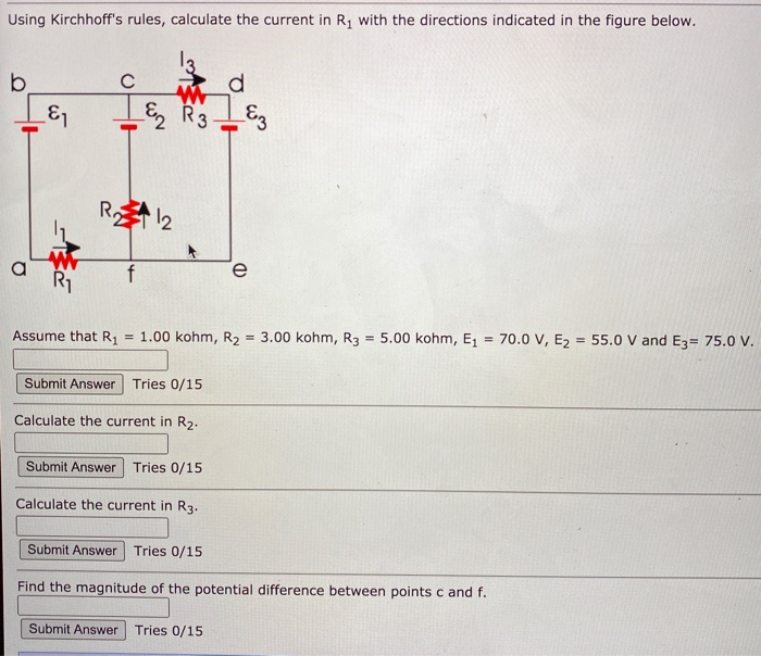 Solved Using Kirchhoff's rules, calculate the current in R1 | Chegg.com