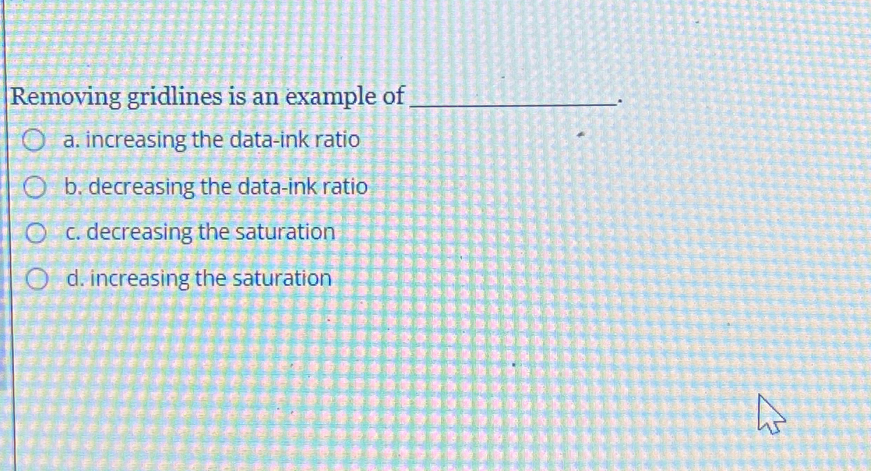 Solved Removing gridlines is an example ofa. ﻿increasing the | Chegg.com
