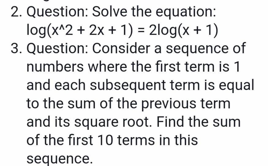 Solved \\[ \\log \\left(x^{\\wedge} 2+2 x+1\\right)=2 \\log | Chegg.com