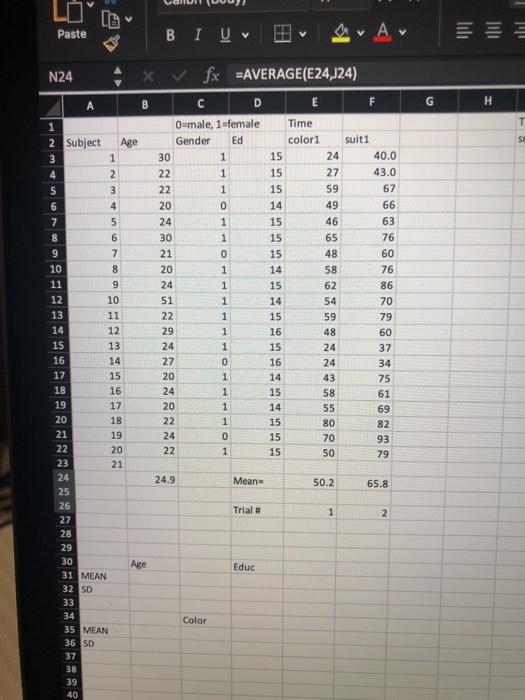 Solved psych statistics, need to calculate data i need to | Chegg.com