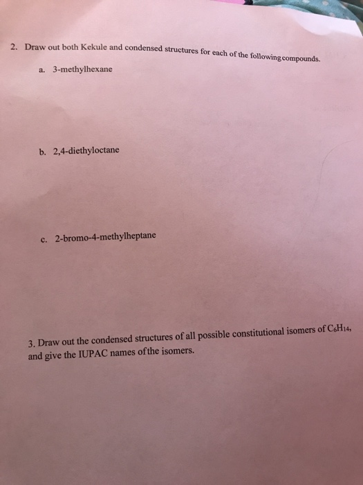Solved oth Kekule and condensed structures for each of the | Chegg.com