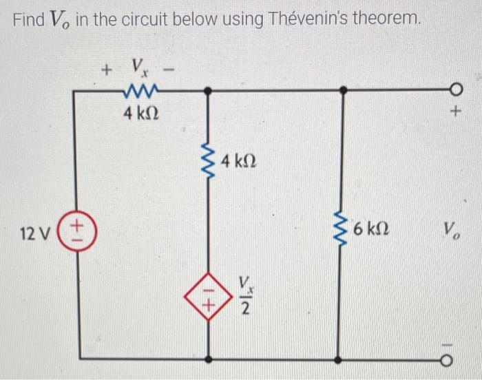 Solved Use Thévenin's theorem to find V. in the network | Chegg.com