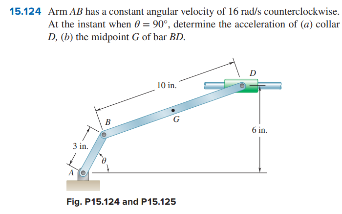 Solved 15.124 ﻿Arm AB ﻿has a constant angular velocity of | Chegg.com