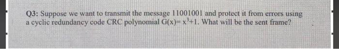 Solved Q3: Suppose we want to transmit the message 11001001 | Chegg.com