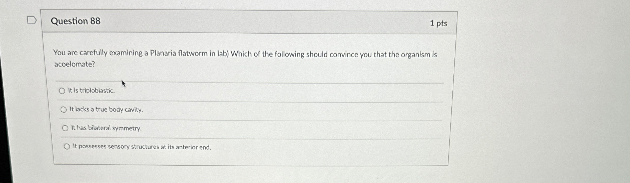 Solved Question 881 ﻿ptsYou are carefully examining a | Chegg.com
