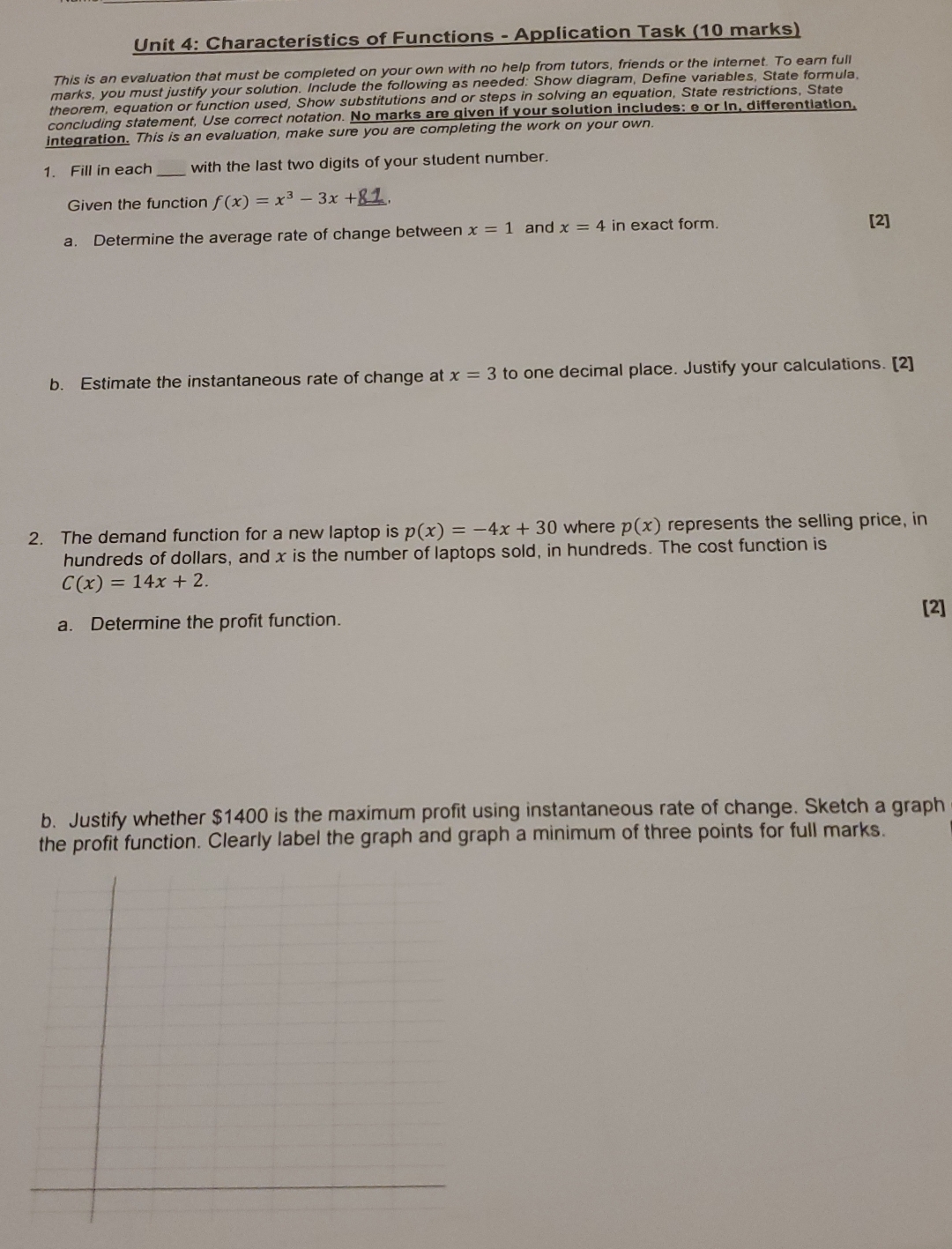 Solved Unit 4: Characteristics of Functions - ﻿Application | Chegg.com