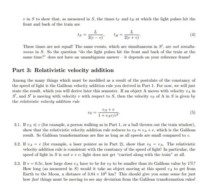 Solved Part 1: Galilean Transformations Before moving on to | Chegg.com