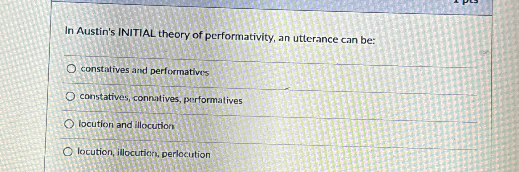 Solved In Austin's INITIAL theory of performativity, an | Chegg.com