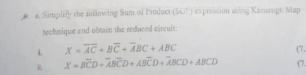 Solved 6. a. Simplify the following Sum oi Product (SUt) | Chegg.com