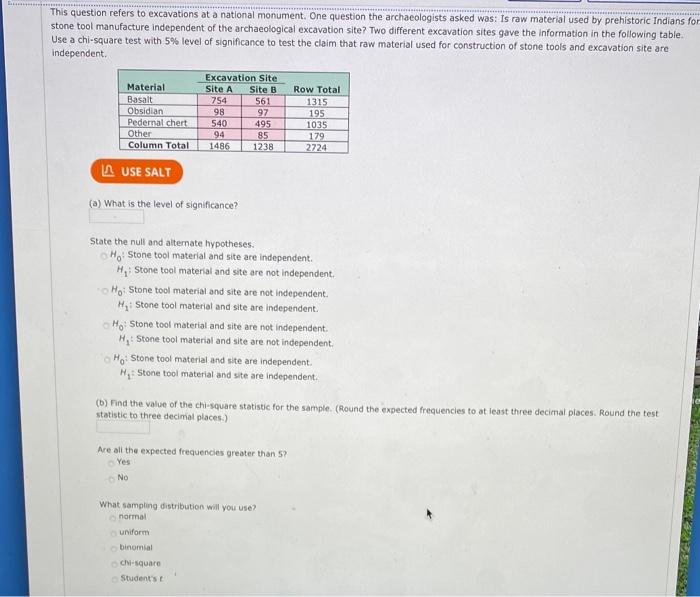 Solved This question refers to excavations at a national | Chegg.com