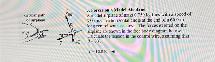 Solved 3. Forces on a Model Airplane A model airplane of | Chegg.com